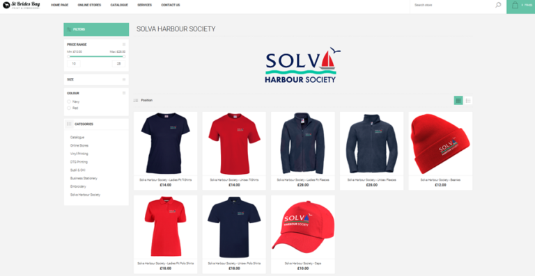 Solva Harbour Society branded clothing at St Brides Bay clothing ...